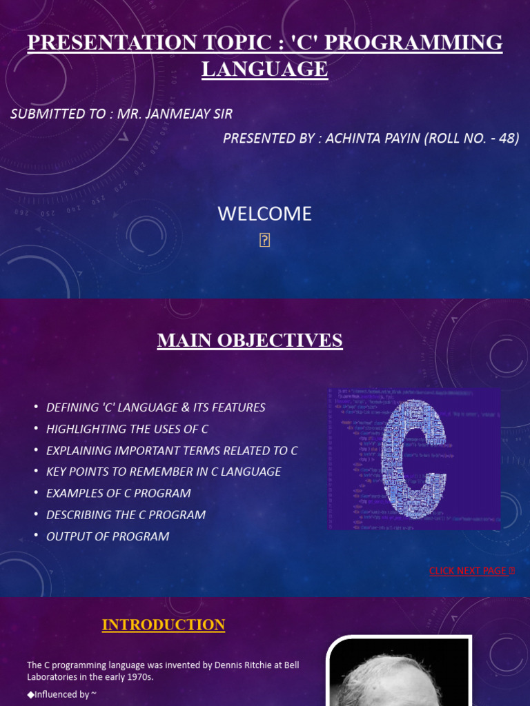 C Programming Language Presentation Pdf C Programming Language Computer Engineering
