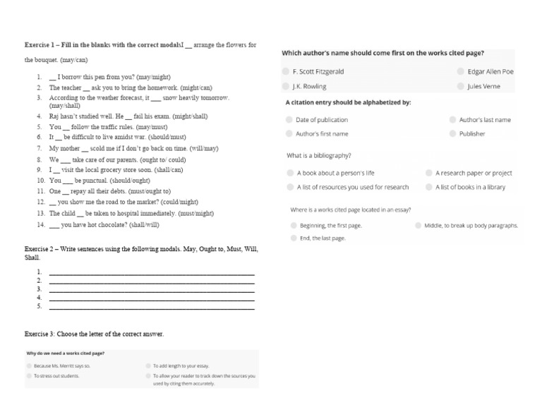 Quiz in Modals | PDF