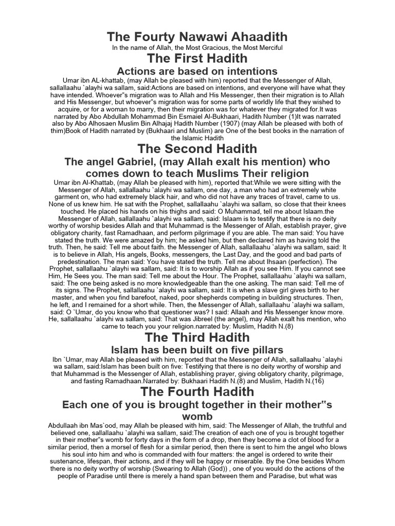 The Fourty Nawawi Ahaadith | PDF | Hadith | Muhammad