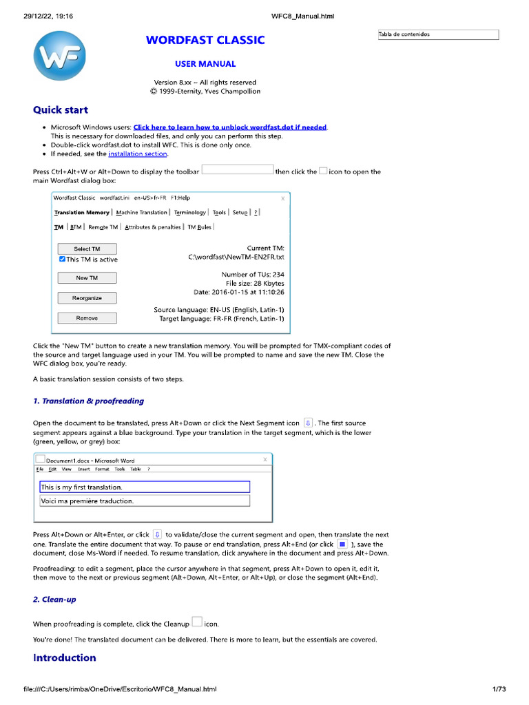 Wordfast Classic | PDF