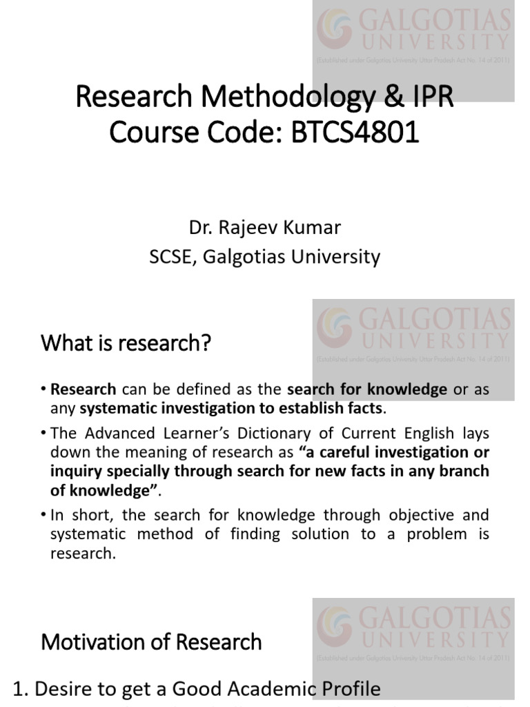 Research Methodology & IPR Notes | Download Free PDF | Survey ...