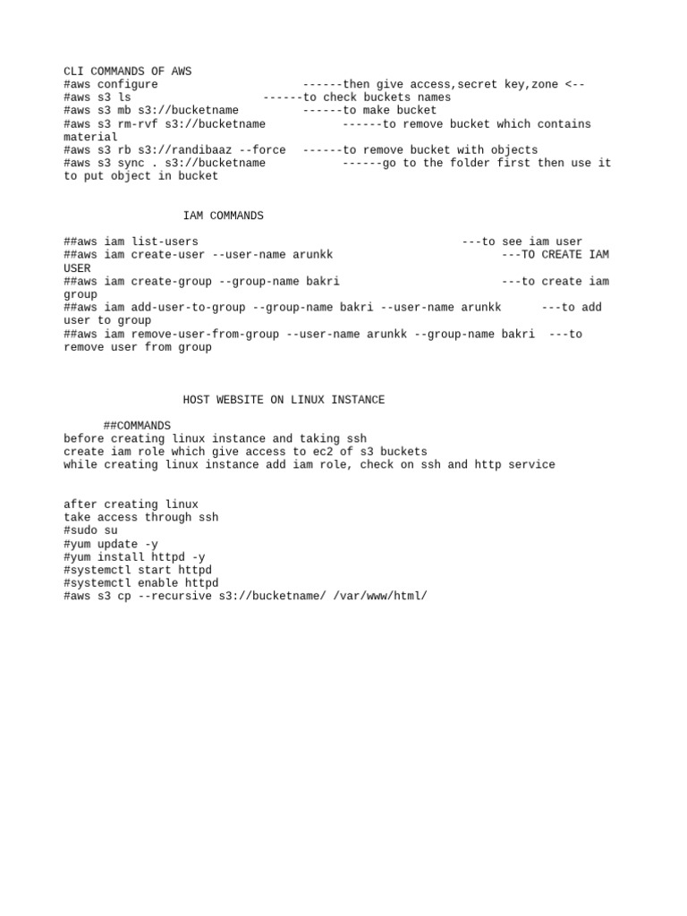 AWS CLI & IAM Commands Guide | PDF | Computers