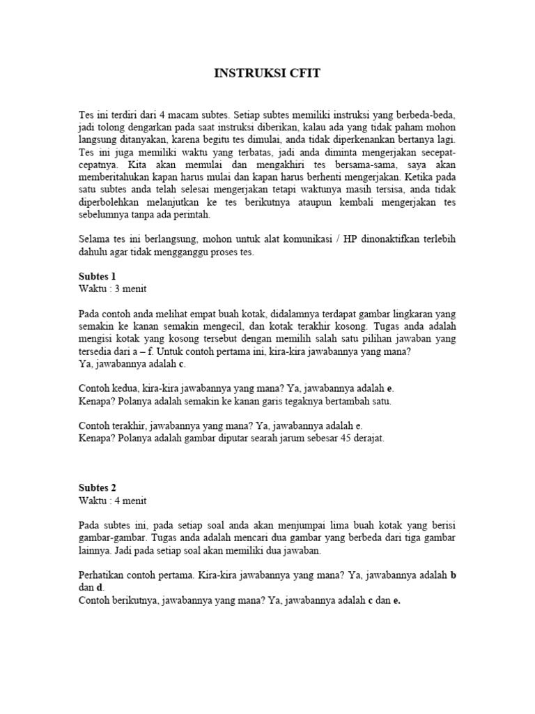 Instruksi CFIT | PDF