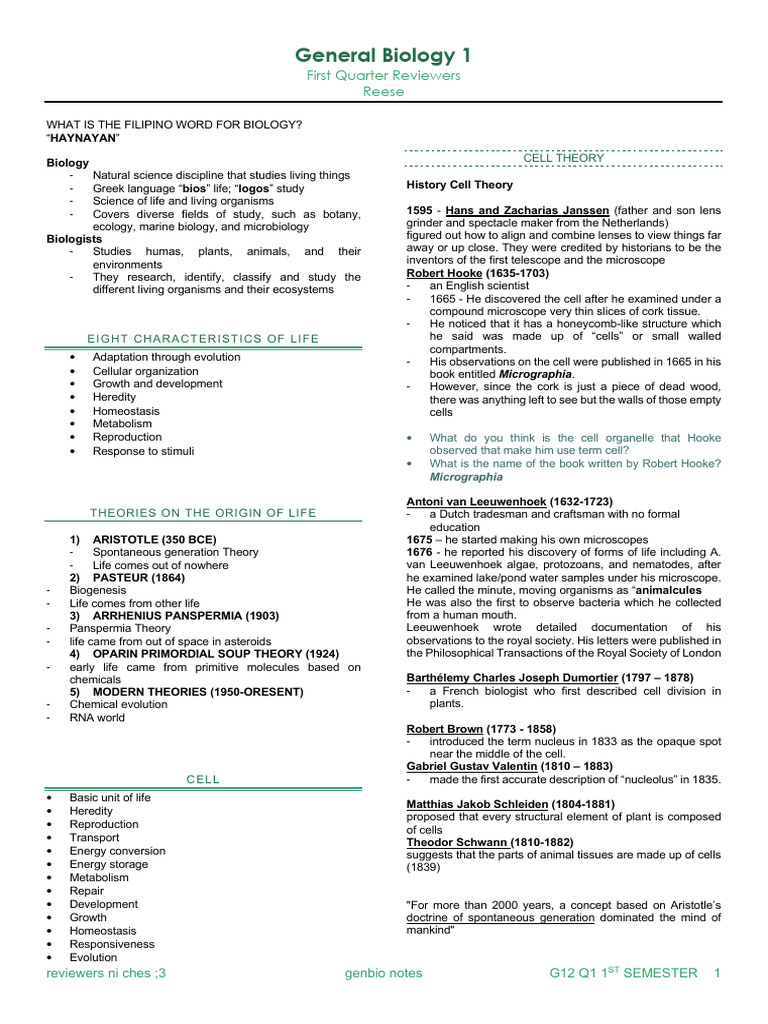 General Biology 12th Grade (1st Quarter) | PDF | Meiosis | Mitosis