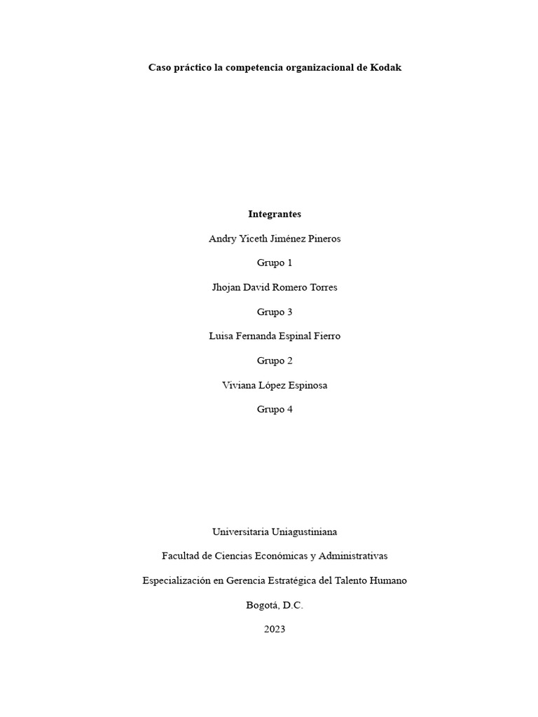 Caso Práctico Kodak Final | PDF | Business | Negocios económicos