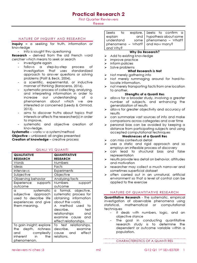 Practical Research II Grade 12 (1st Quarter) | PDF | Survey Methodology ...