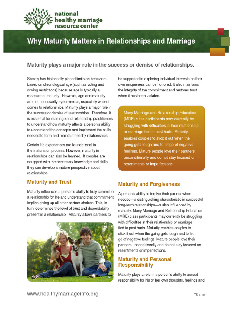 Why Maturity Matters in Relationships | PDF | Feeling | Forgiveness