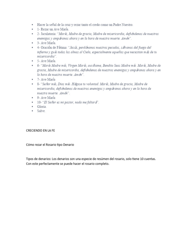 Decenario | PDF | María, madre de Jesús | Oración
