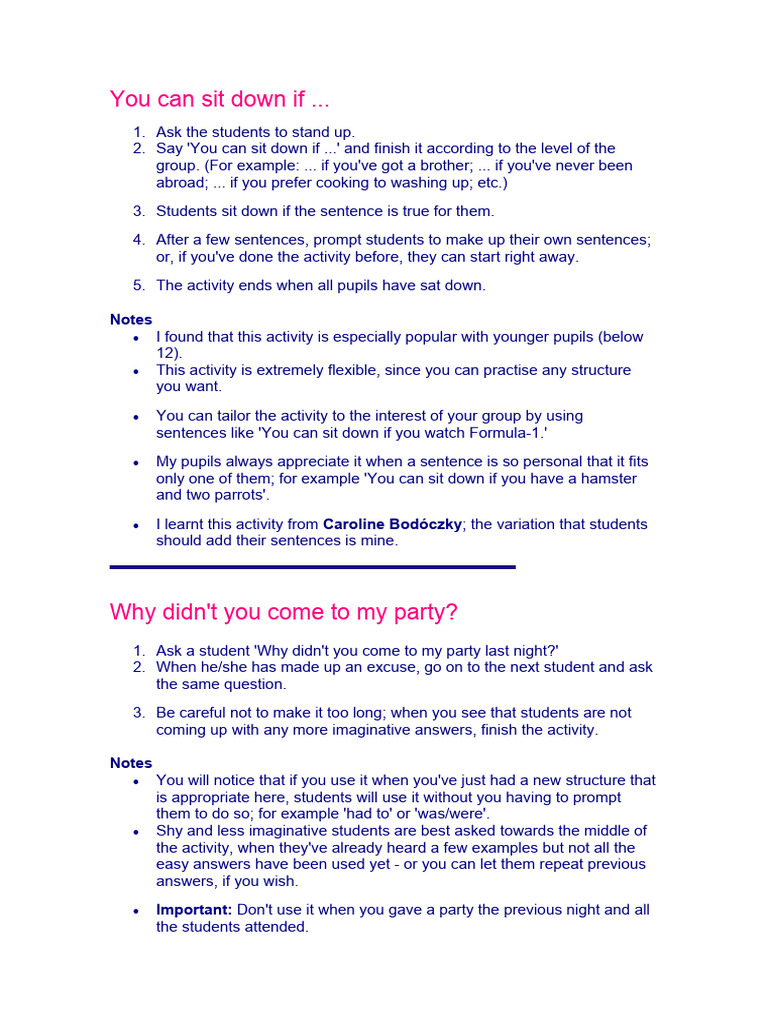 You Can Sit Down If - Games | PDF | Question | Linguistics
