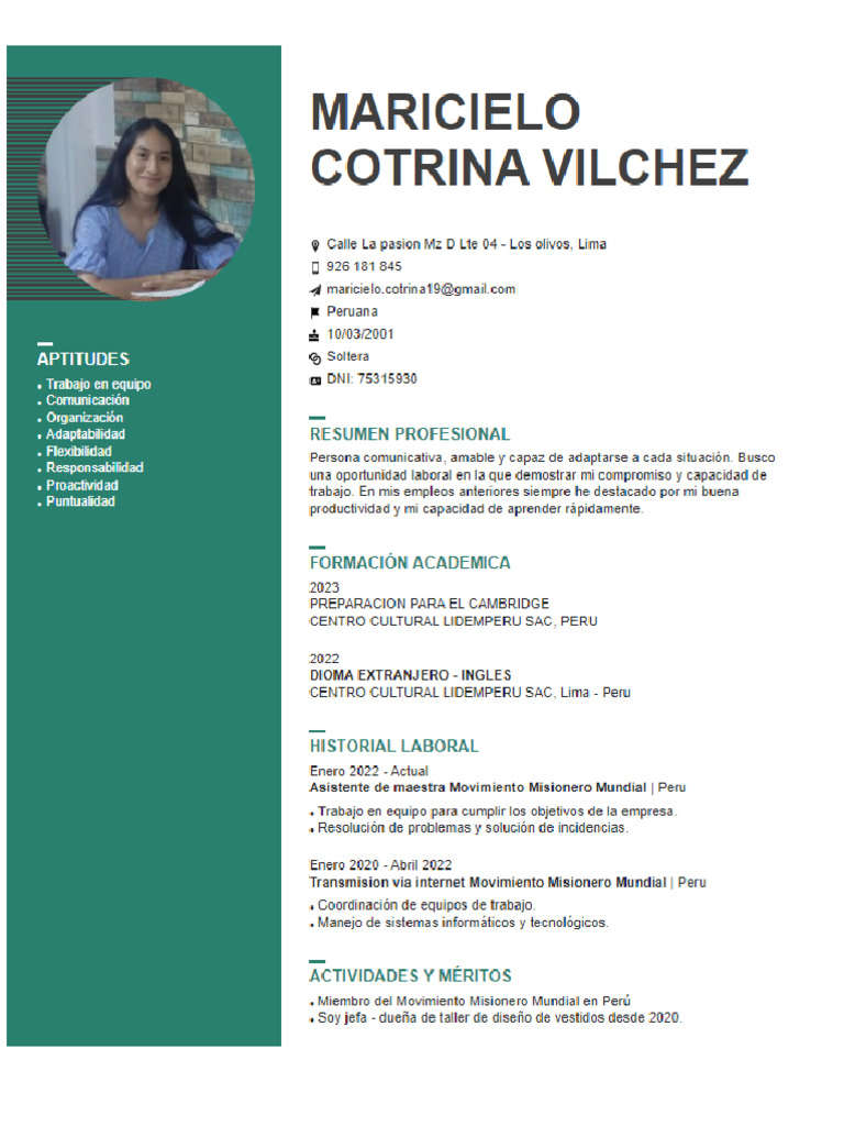 CV Maricielo Cotrina | PDF
