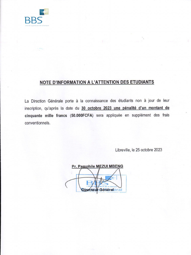 Note d'Information Aux Étudiants | PDF