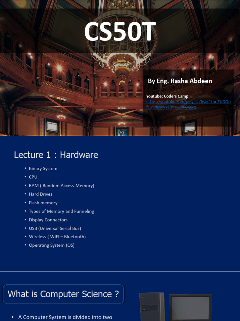CS50T Lecture 1: Computer Hardware Basics | PDF | Solid State Drive | Computer Data Storage