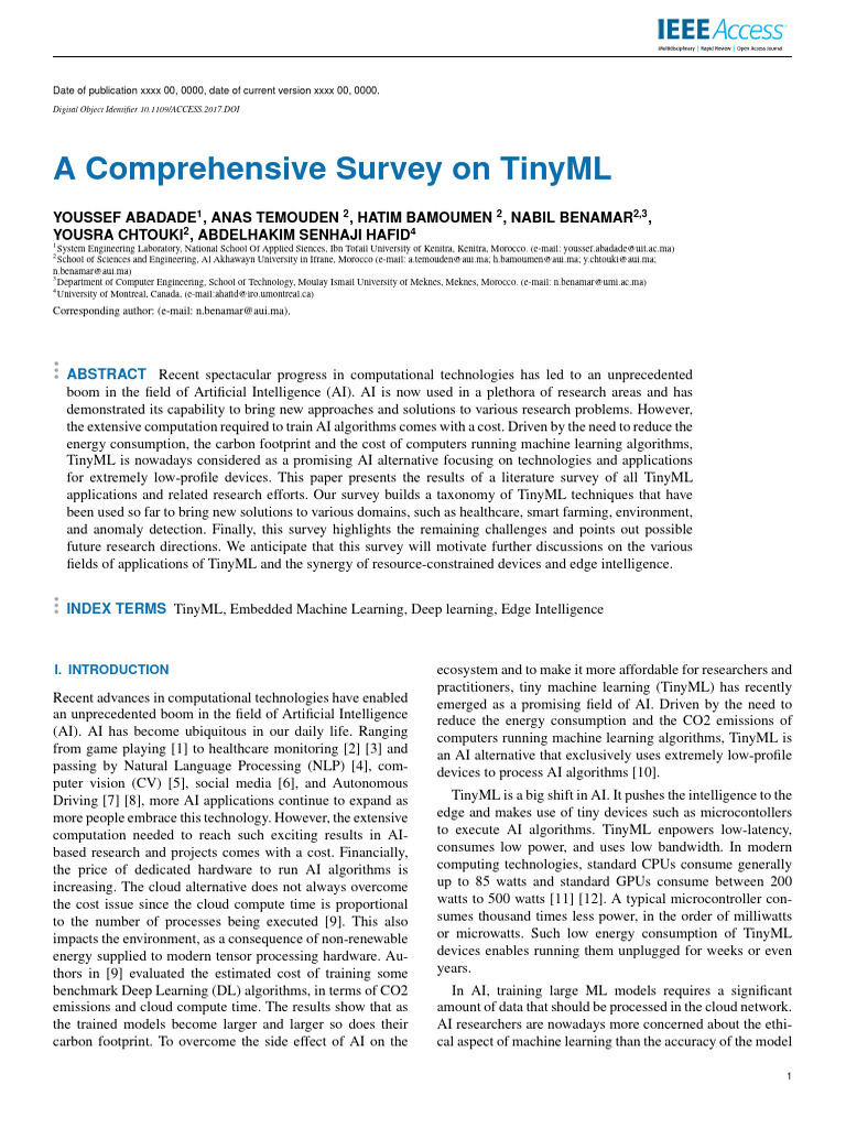 TinyML Survey Journal Paper With Highlight | PDF