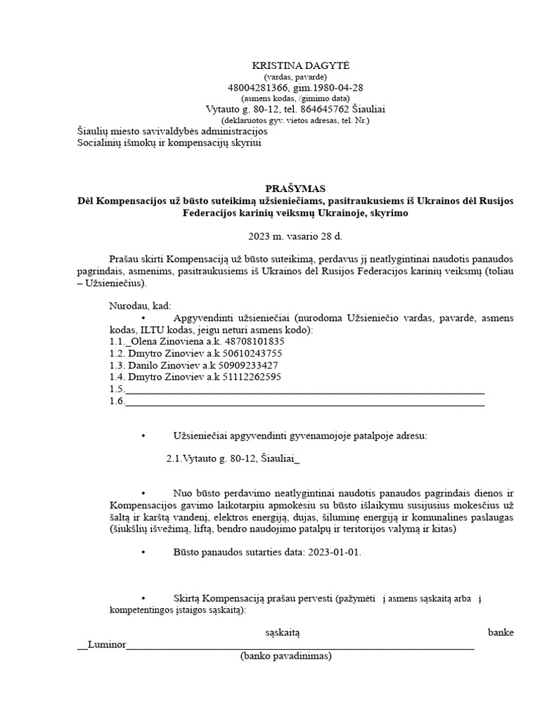 Prasymo Forma Fiziniams Asmenims2 Copy 2 | PDF