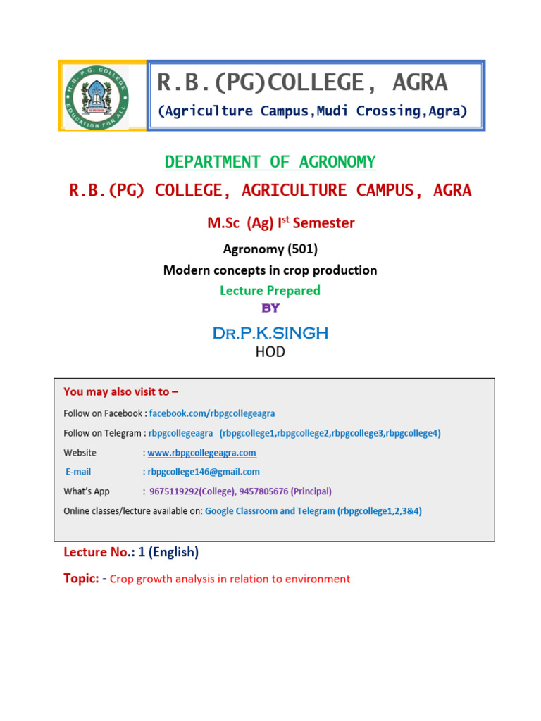 Crop Growth and Environmental Analysis | PDF | Photosynthesis ...