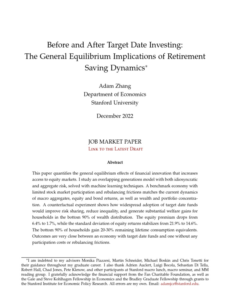 Before and After Target Date Investing: The General Equilibrium ...