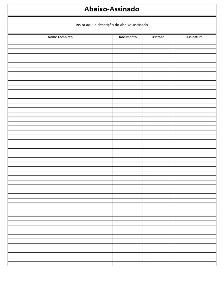 Modelo De Abaixo Assinado 1 Pdf