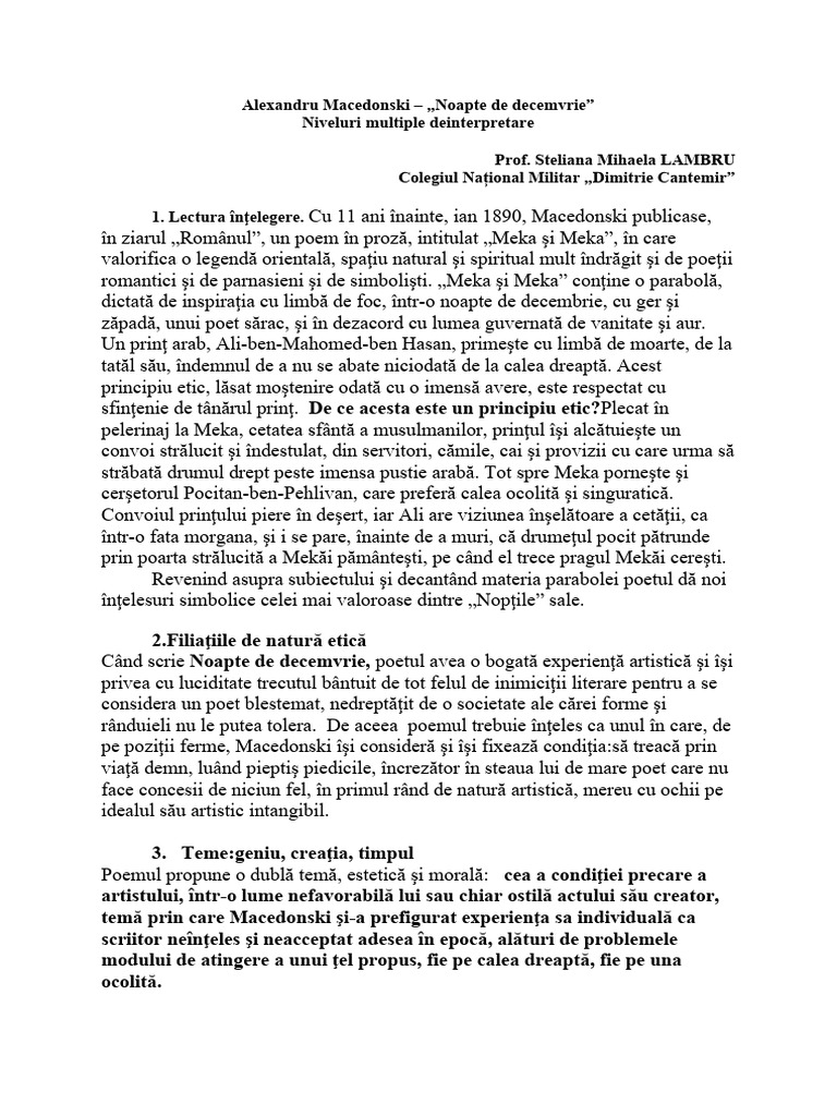 Alexandru Macedonski Noapte de Decemvrie | PDF