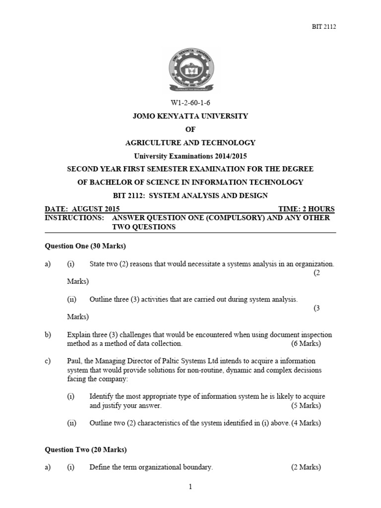 Bit 2112 System Analysis and Design | PDF | System | Information