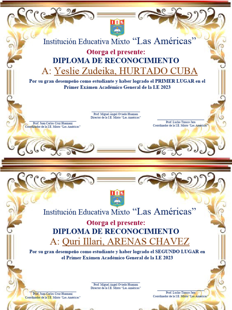 Diploma de Reconocimiento Universidad | PDF