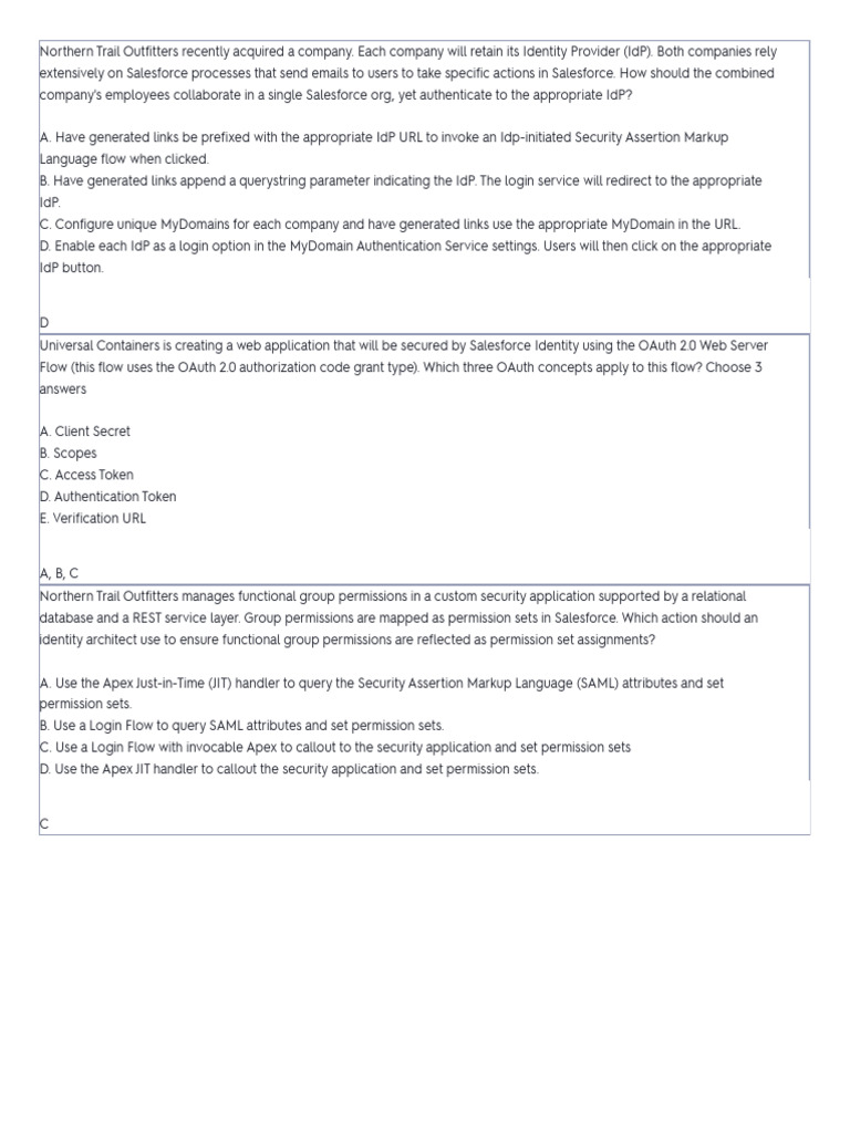 Salesforce Identity and Access Management Architect Flash Cards | PDF ...