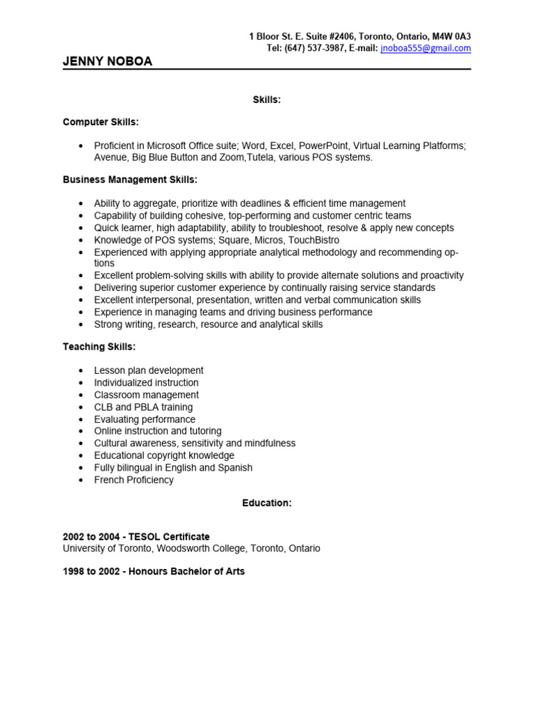 Jenny Noboa - Resume - 2022 | Download Free PDF | Curriculum | Behavior Modification