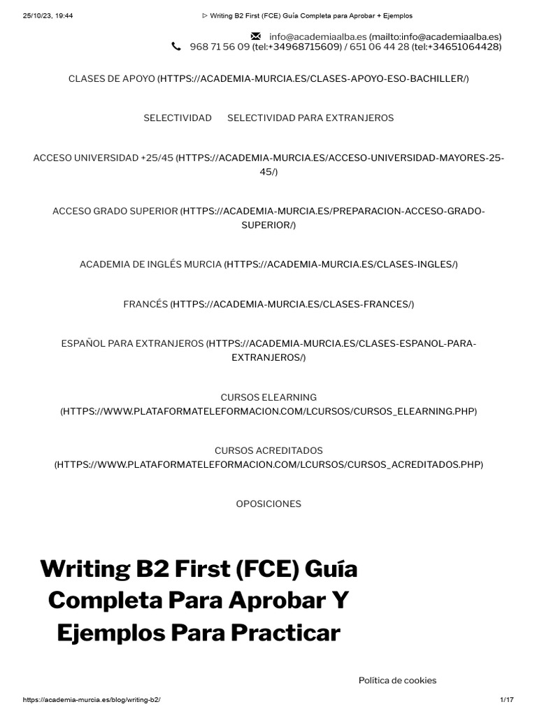 Writing B2 First (FCE) Guía Completa para Aprobar + Ejemplos | PDF | Calificaciones | Evaluación ...