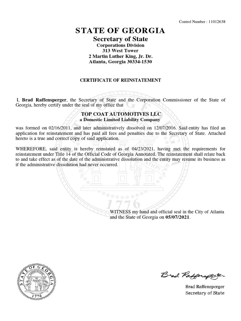 LLC Certificate | PDF | Registered Agent | Limited Liability Company