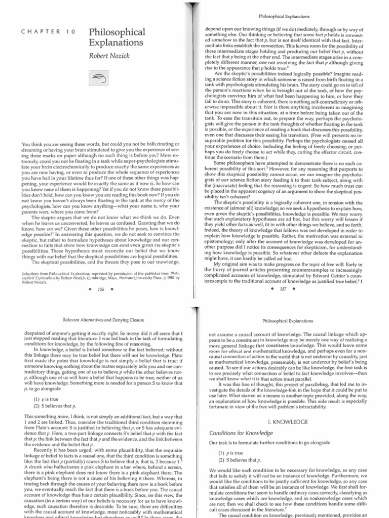 Nozick Knowledgeskepticism | PDF