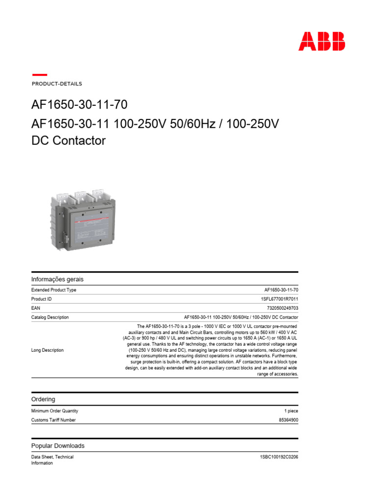 1SFL677001R7011 Af1650 30 11 70 | PDF | Alternating Current | Inductor