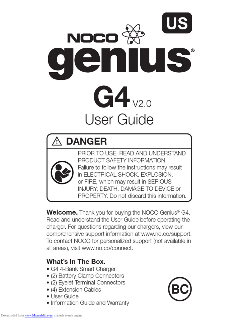 Genius Charger 4.4A G4 Manual | PDF | Battery Charger | Electrical ...