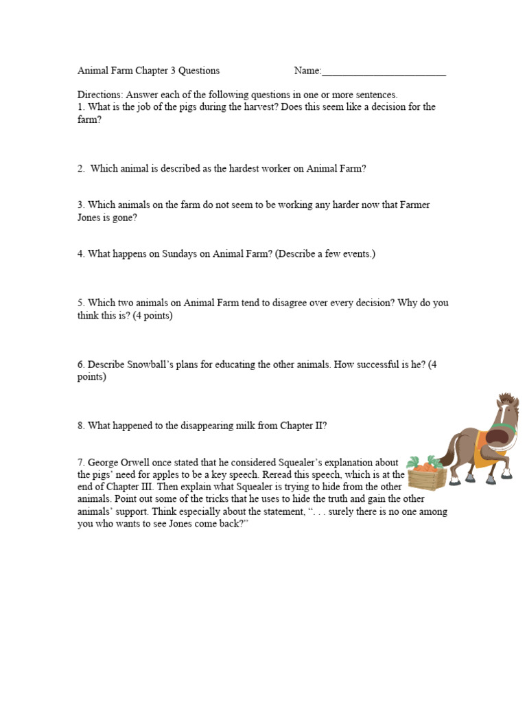 Animal Farm Chapter 3 Questions | PDF