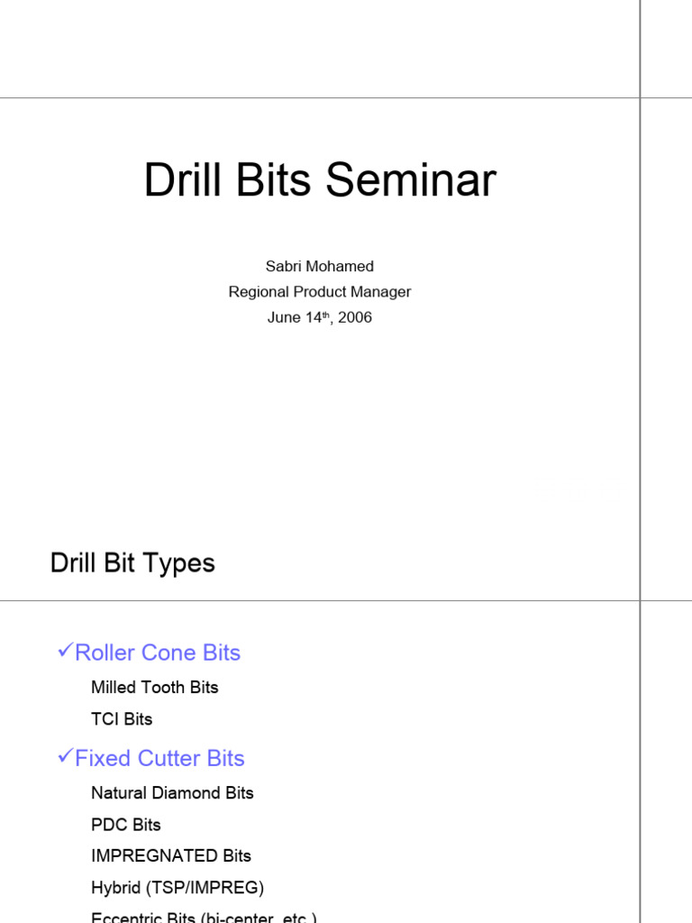01 Drill Bits Seminar | PDF | Bearing (Mechanical) | Drill
