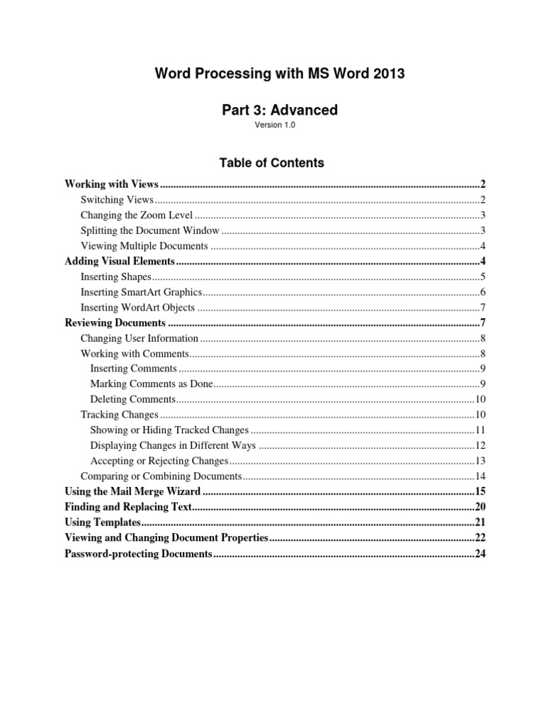 Word Processing - Part 3 (Advanced) | PDF | Microsoft Word | Window (Computing)