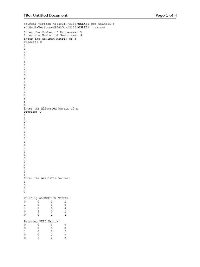 LAB - 5 (Banker's) - OUTPUT | PDF | Applied Mathematics | Algorithms LAB - 5 (Banker's) - OUTPUT | PDF | Applied Mathematics | Algorithms