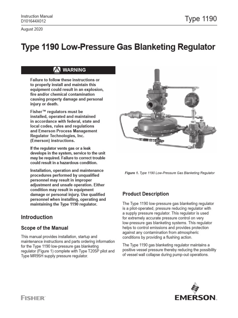 Manuals 1190 Low Pressure Gas Blanketing Regulator Instruction Manual ...