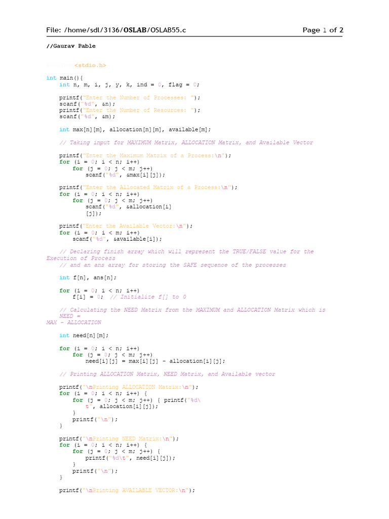 LAB - 5 (Banker's) - Code | Download Free PDF | Computer Programming | Computing