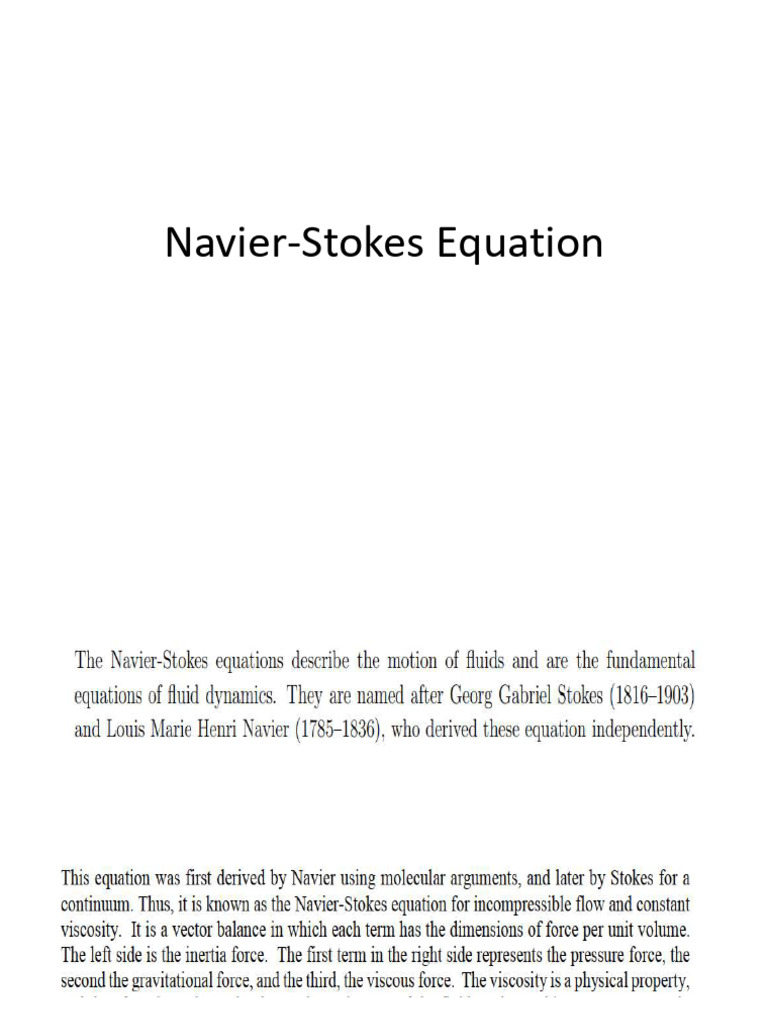 Navier-Stokes Equation | PDF
