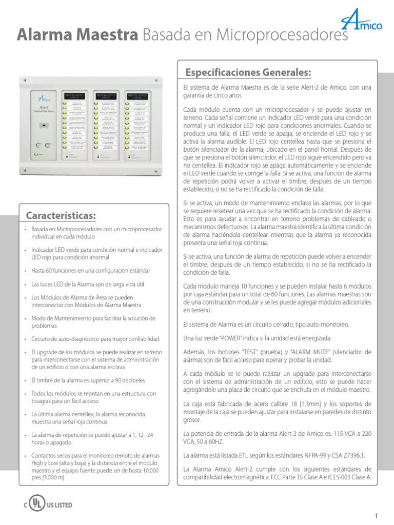 Caja de alarma amico-acp-alert-2-master-alarm-specs-es | PDF | Diodo ...