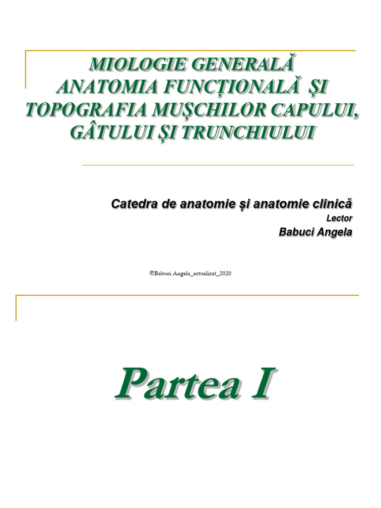 Miologie Generala, Muschii Gatului, Trunchiului - Ro - 2020 - Web | PDF