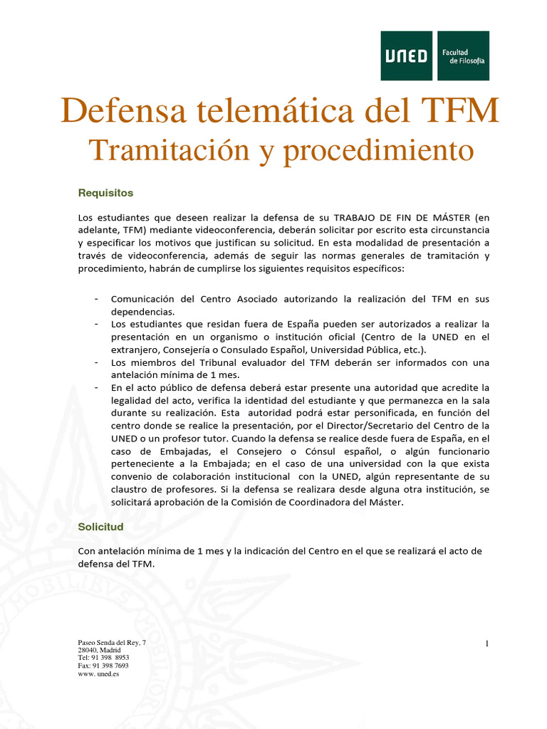 Instrucciones Defensa Telemática TFM-6304533 | PDF | Gobierno