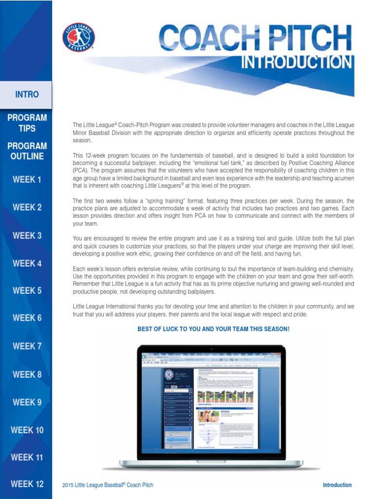 Coach Pitch Plan 12 Weeks | PDF | Baseball Field | Batting (Baseball)