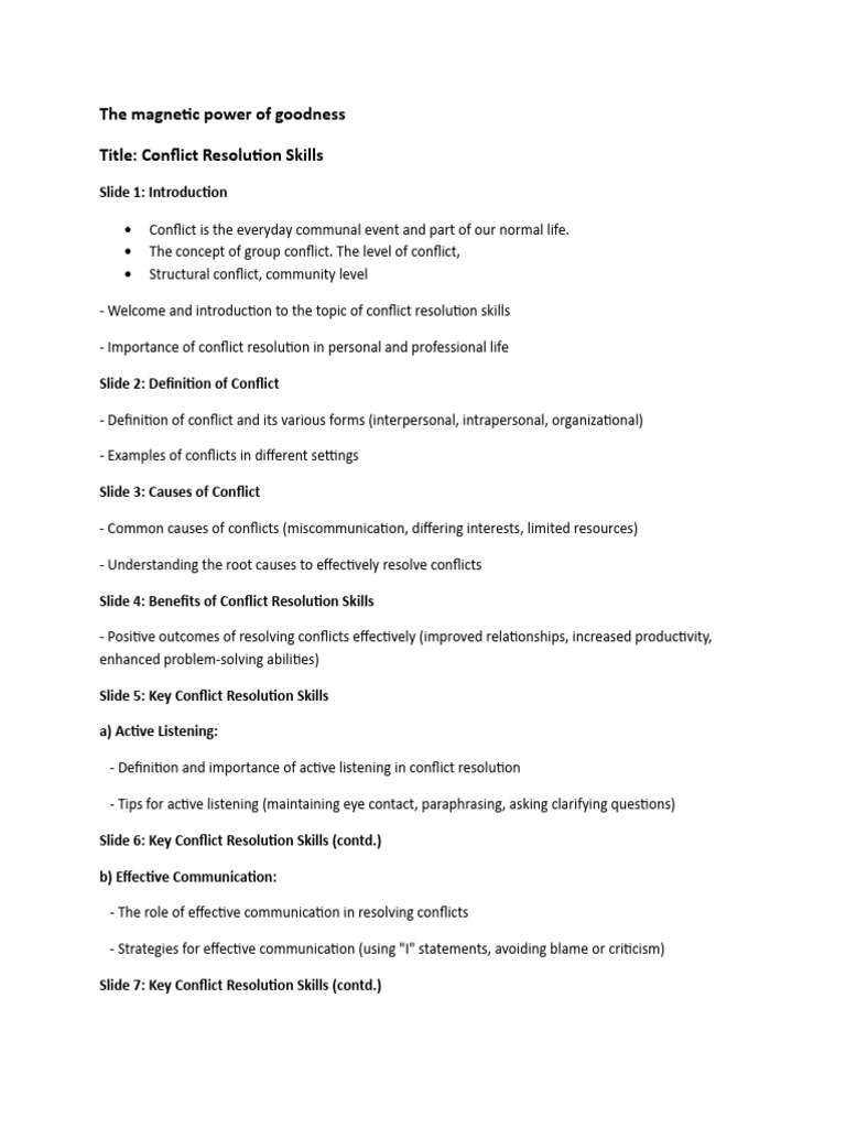 Conflict Resolution Note | PDF | Conflict Resolution | Negotiation