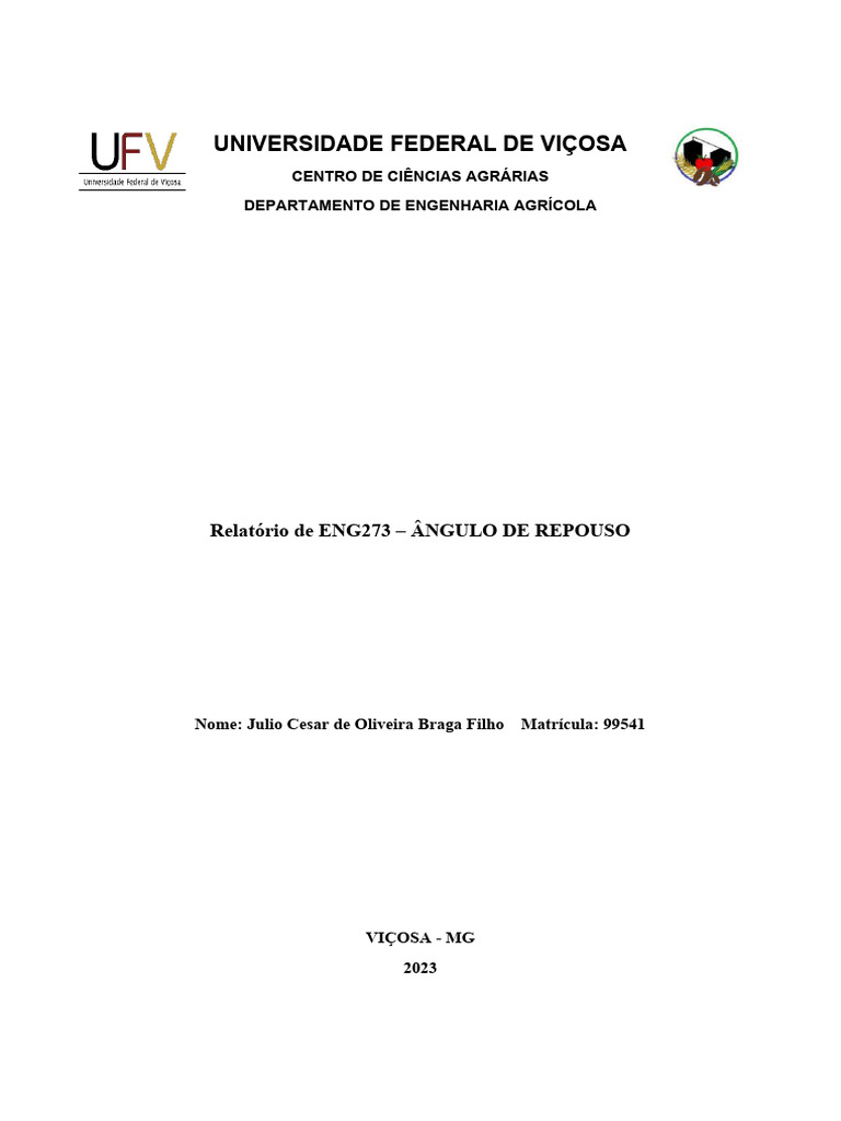 Relatorio Angulo de Repouso | PDF | Ciências Físicas