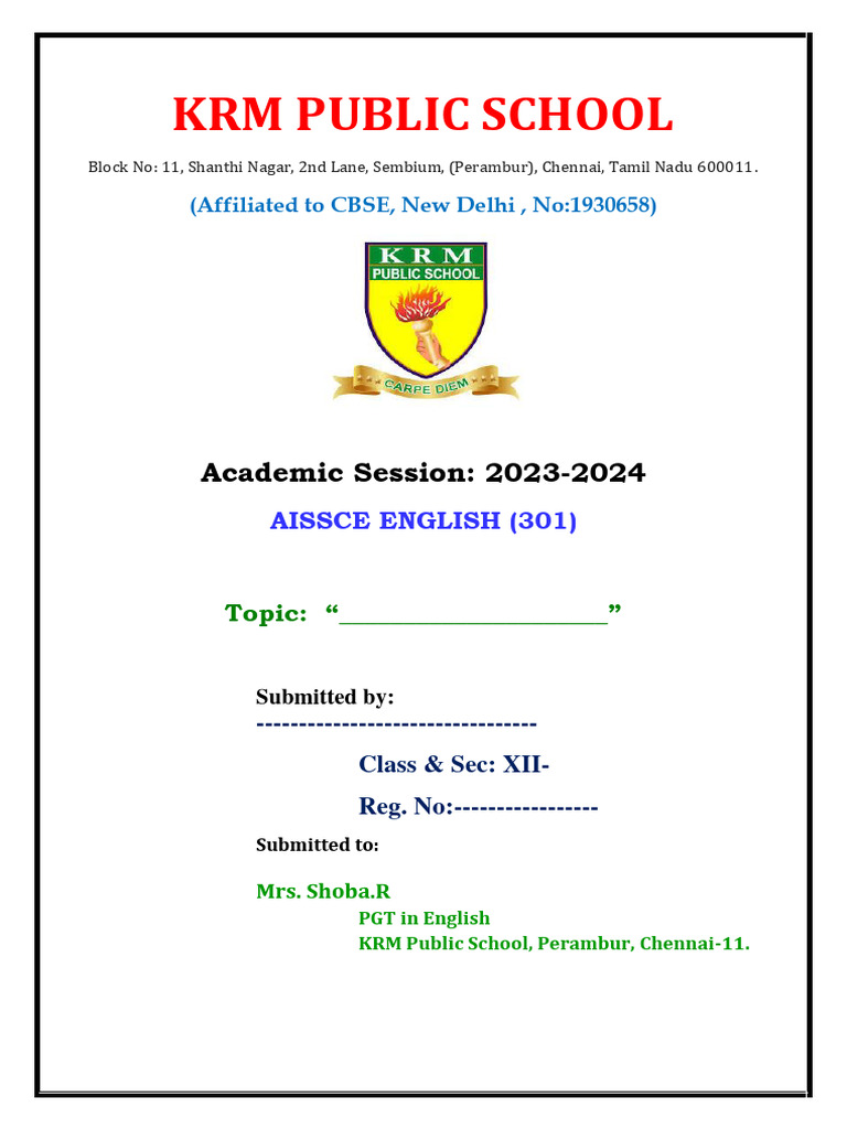 English Project Cover Page Template | PDF | Career & Growth | Business