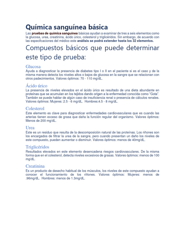 Química Sanguínea Básica | PDF