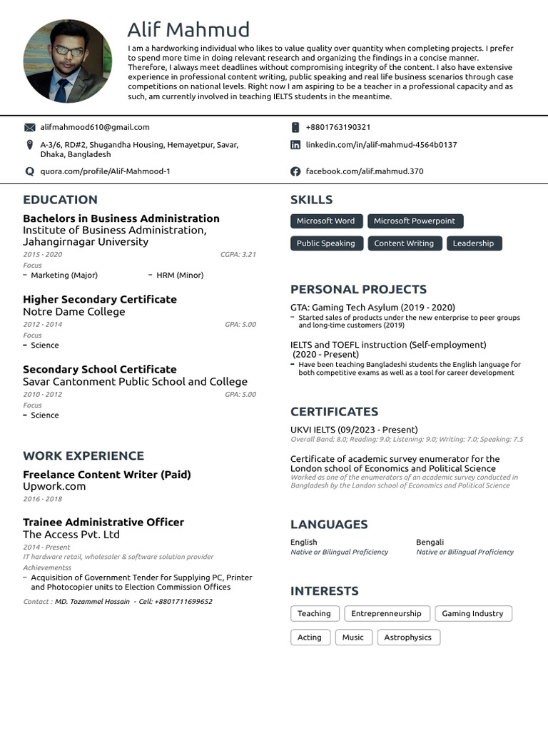 Alif Mahmud's Resume | PDF Alif Mahmud's Resume | PDF