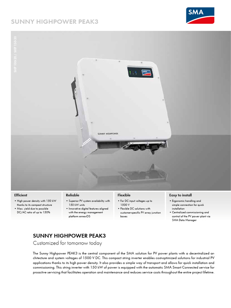 Datasheet SHP100 150 20 EN | PDF | Power Inverter | Photovoltaics