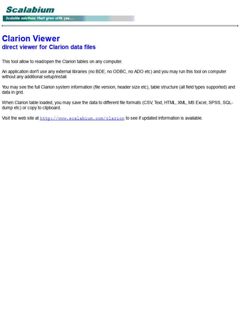 Clarion Viewer: Data File Management Tool | PDF | Microsoft Excel ...
