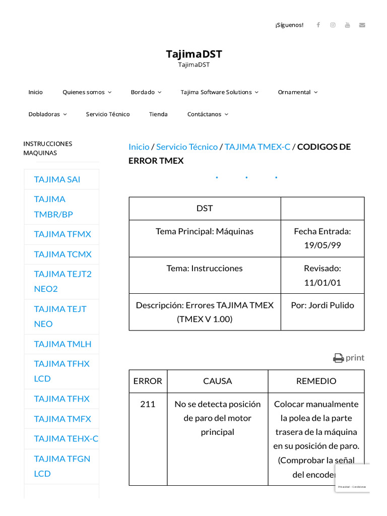 CODIGOS DE ERROR TMEX - TajimaDST | PDF | Almacenamiento de datos de la computadora | Disco flexible